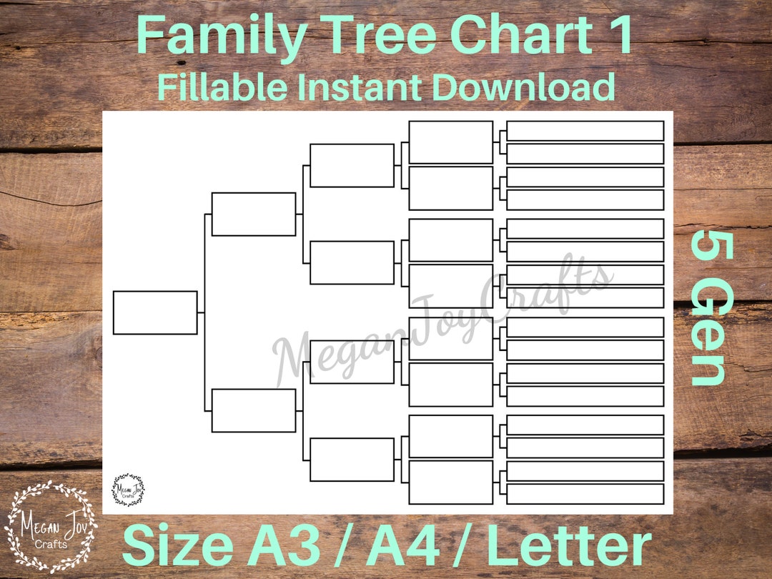 5 Generation Family Tree Template Fillable Instant Download - Etsy