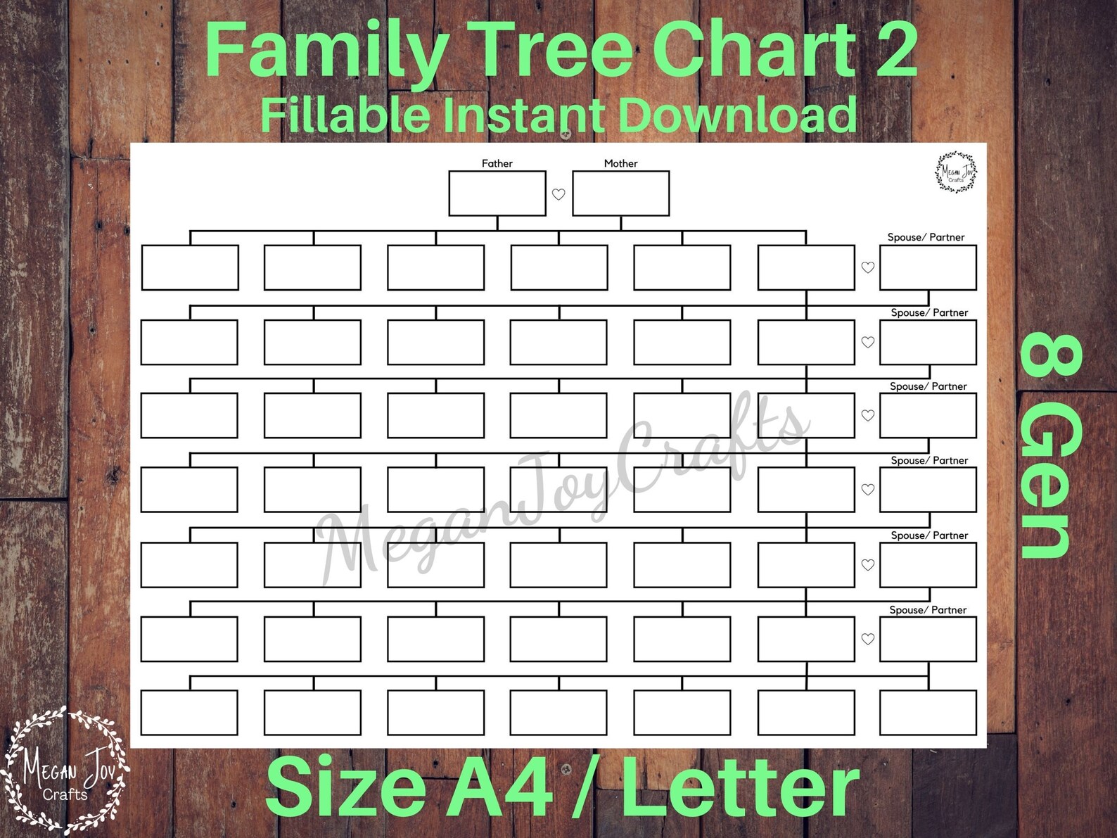 8 Generation Family Tree Template Fillable Instant Download - Etsy UK