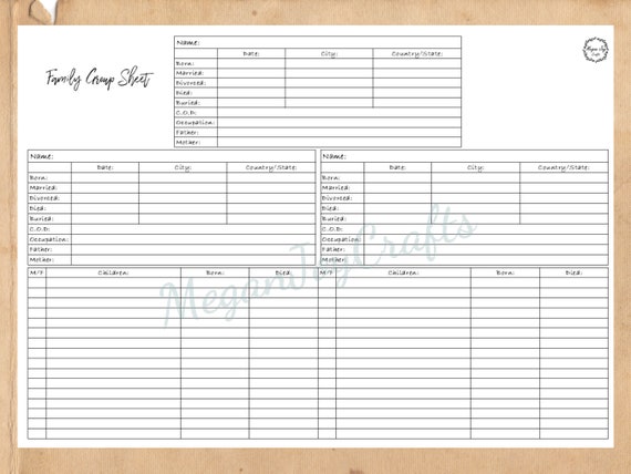 Family Group Sheet Word Format