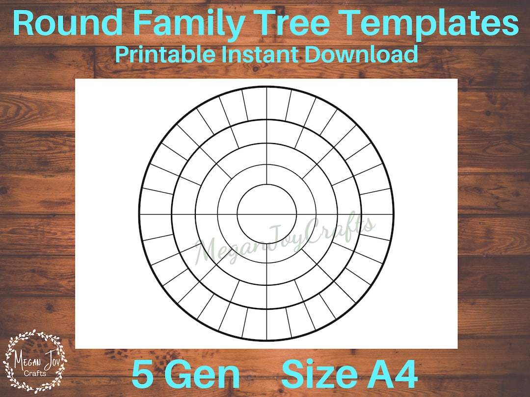 Round Family Tree, 5 Generations, Printable Download, Genealogy, A4 - Etsy