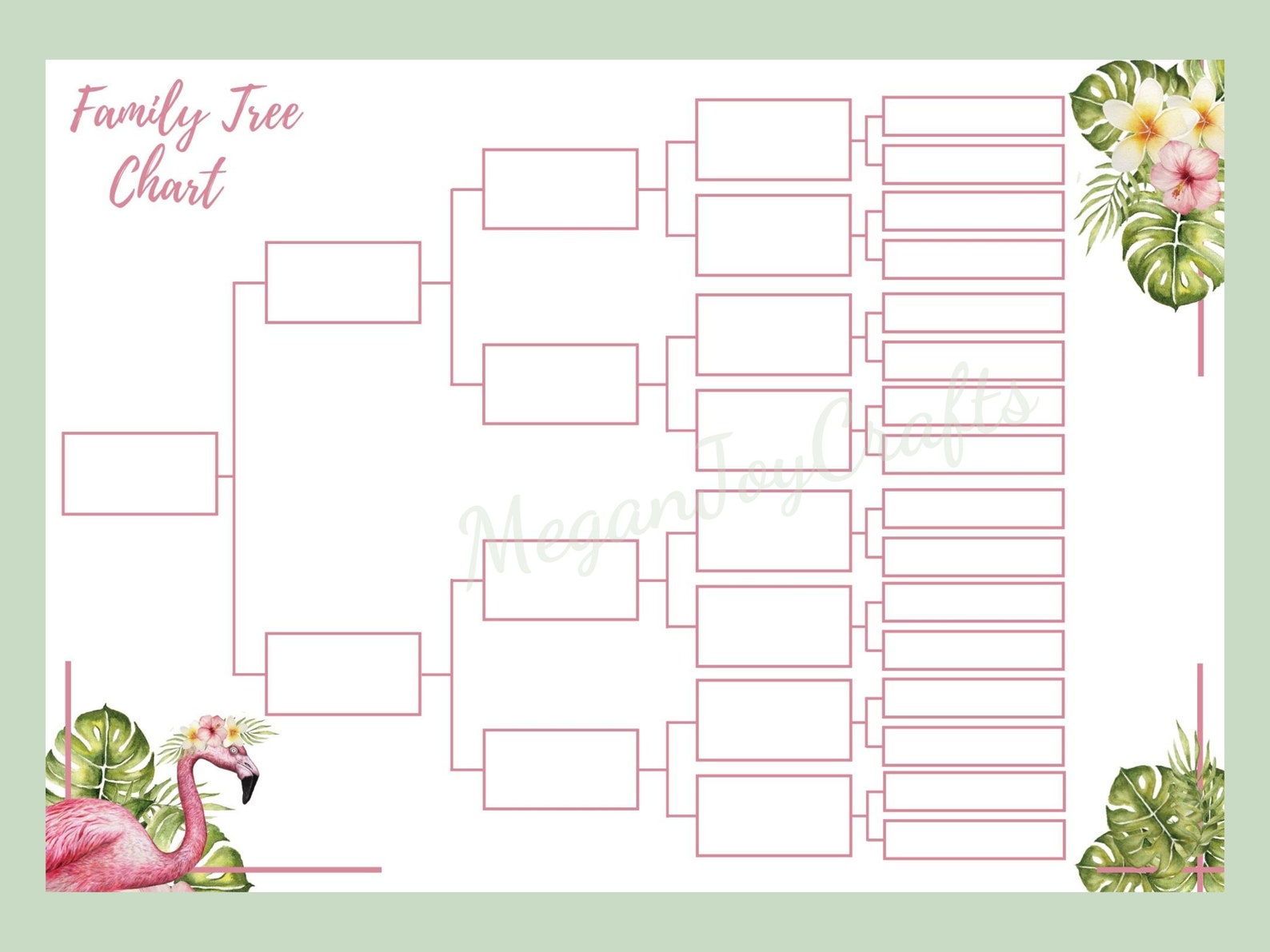 Family Tree Chart 5 Generations Fillable Instant Download | Etsy UK