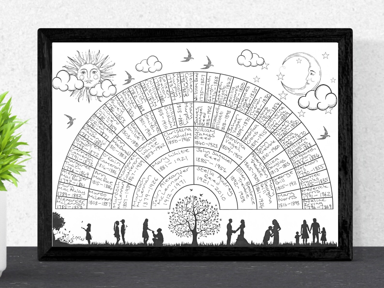 Family Tree Fan Chart Template, 5 Generations, Printable Download ...