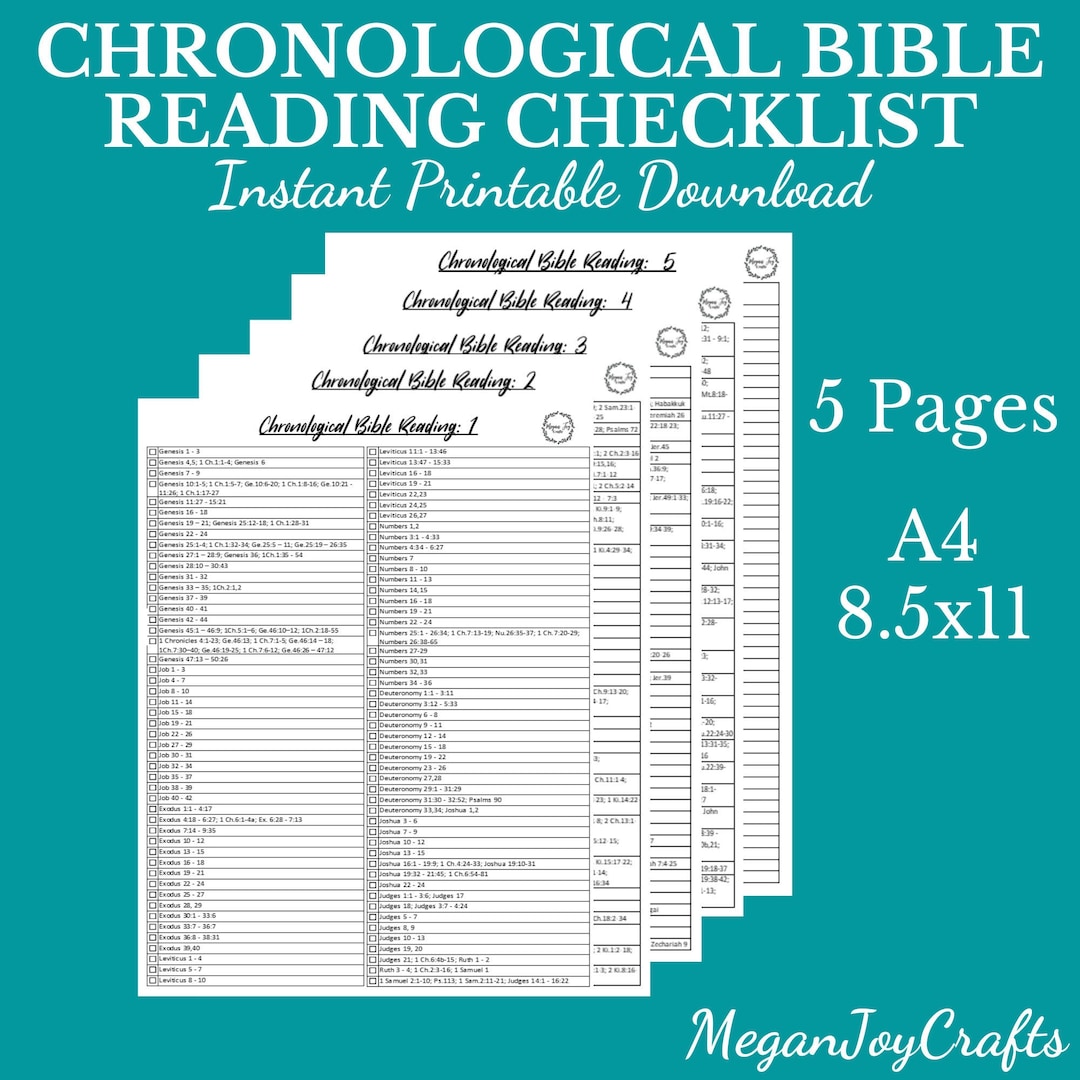 Chronological Bible Reading Checklist, Bible Reading Schedule ...
