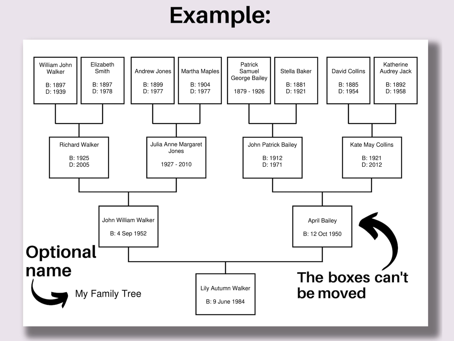 Family Tree Template, Fillable PDF Instant Download, Genealogy Template ...