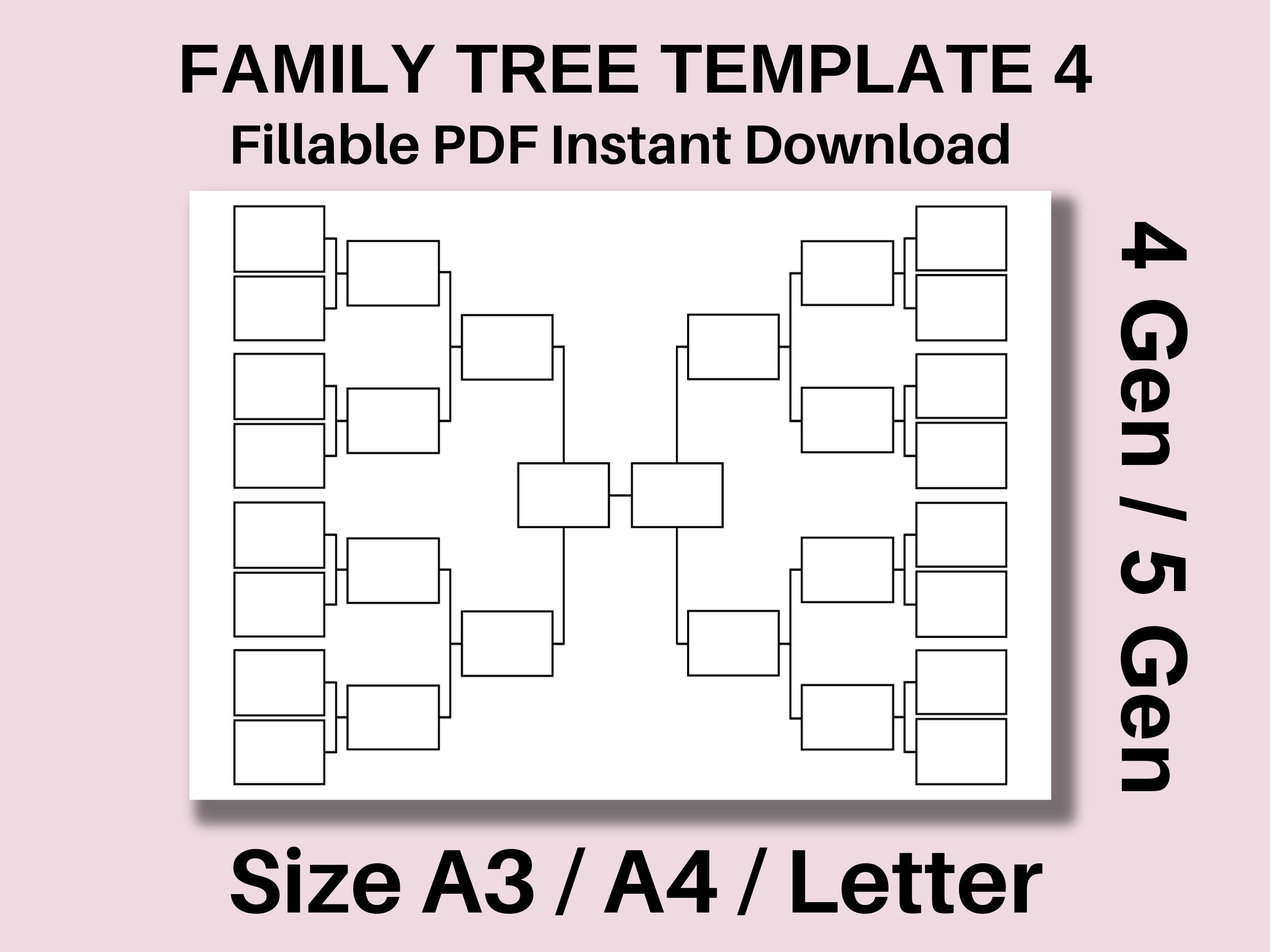 Blank 4 Generation Family Tree Template