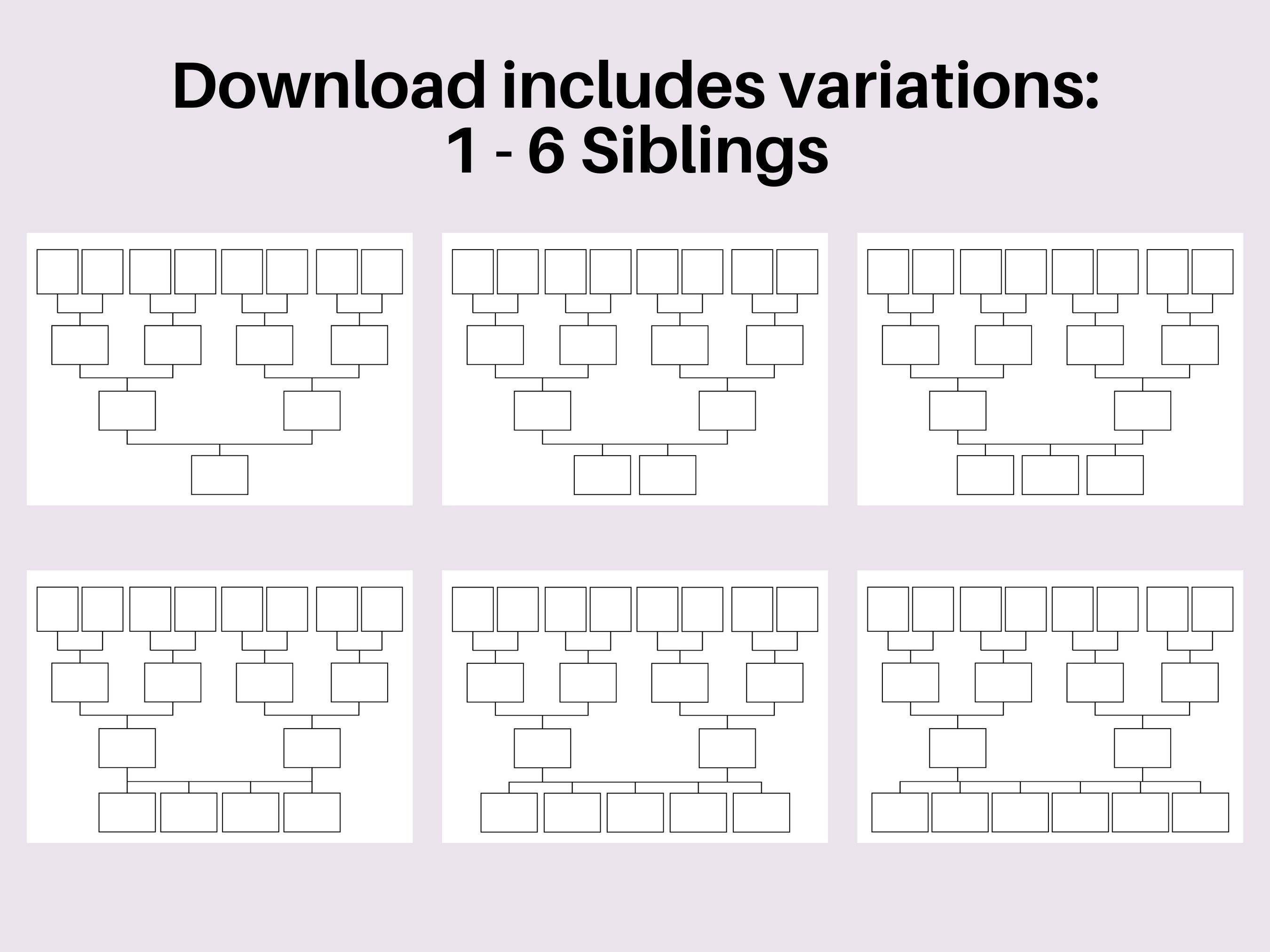 Family Tree Template, Fillable PDF Instant Download, Genealogy Template ...