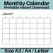 Monthly Calendar Printable Minimalist Unnumbered Blank - Etsy