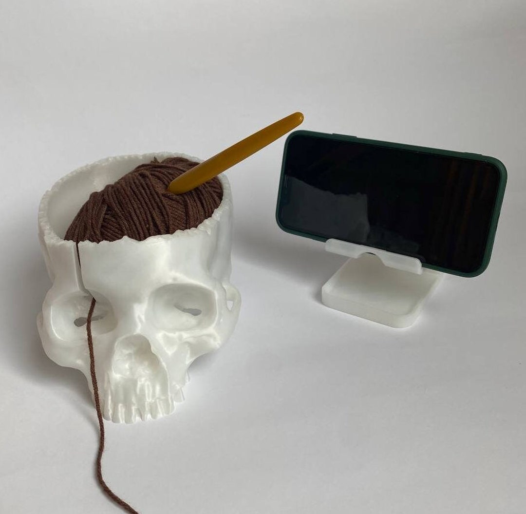 Yarn Bowl + Phone Holder, Skull,skeleton Anatomy, Set of Yarn Bawl and ...