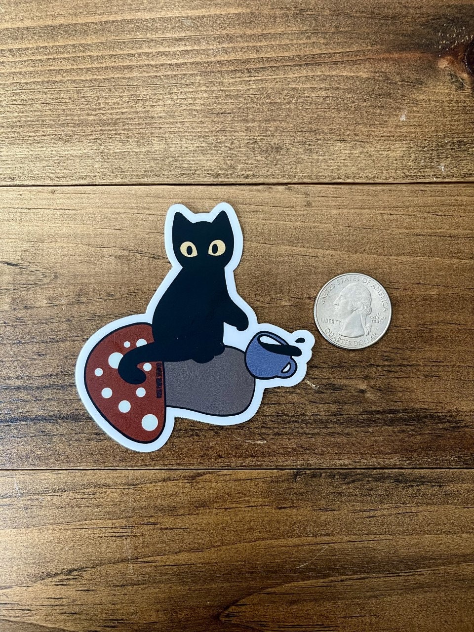 Mushroom Cat Sticker | Black Cat Decal | Water Bottle Sticker | Laptop ...