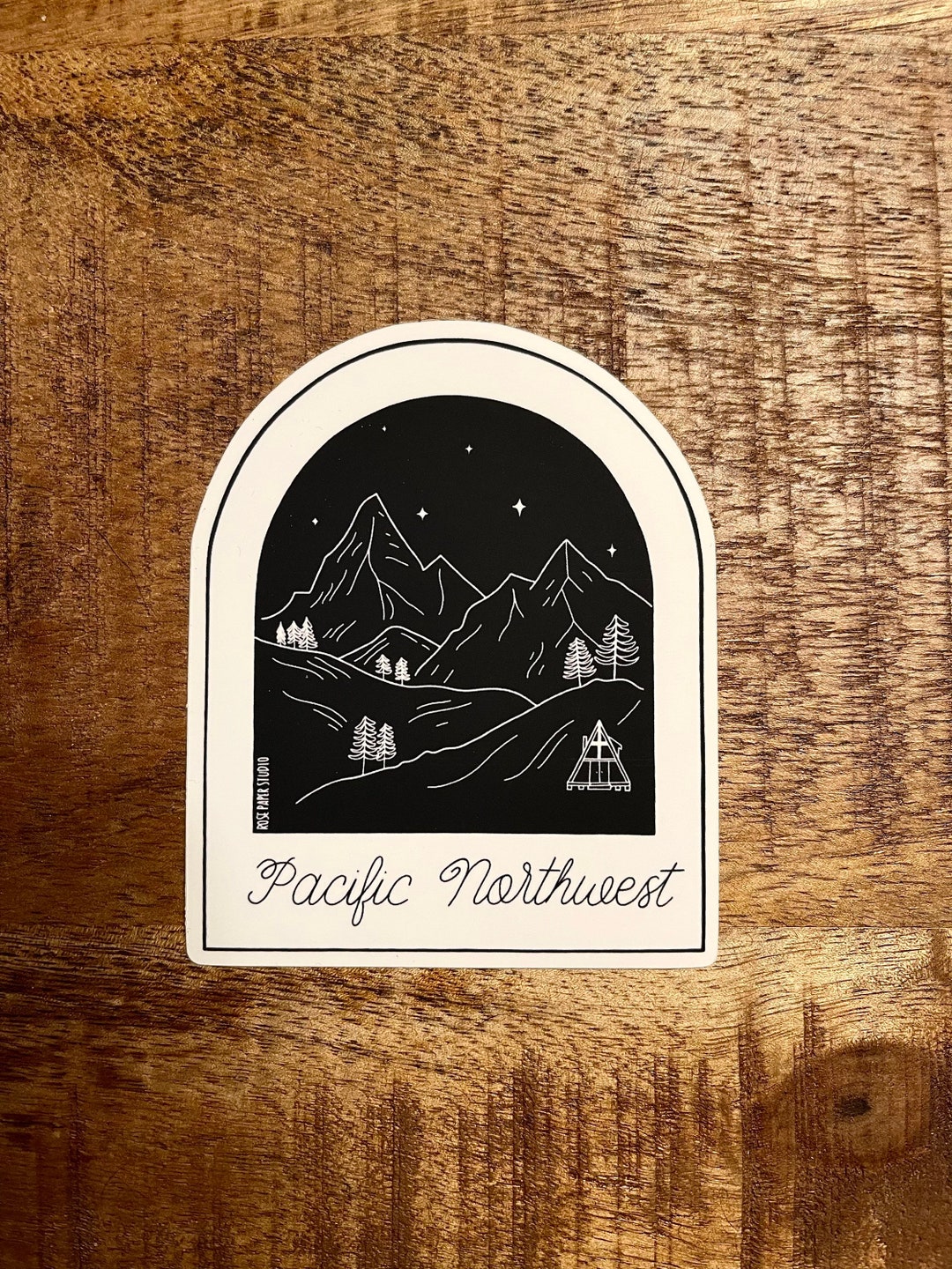 Pacific Northwest Mountainscape Sticker | PNW Art Sticker | Water ...