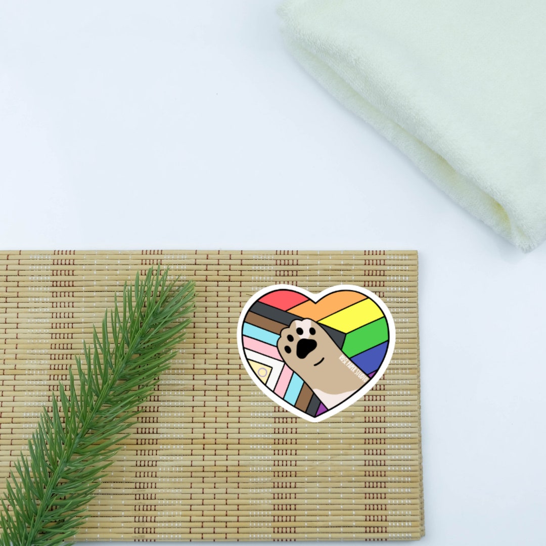 Paws-o-tively Prideful | Progress Pride Flag | Cat Paw | Die Cut ...