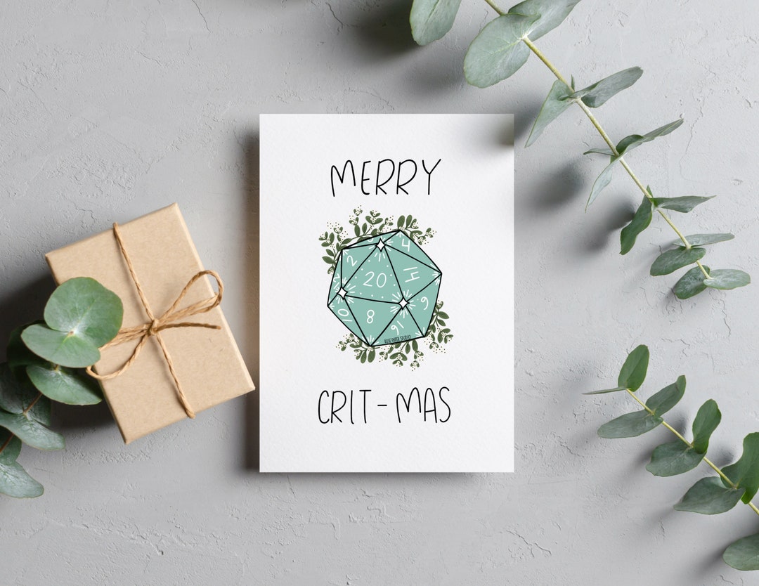 Merry Crit-mas Card | Dungeons and Dragons Christmas Card | Dnd ...