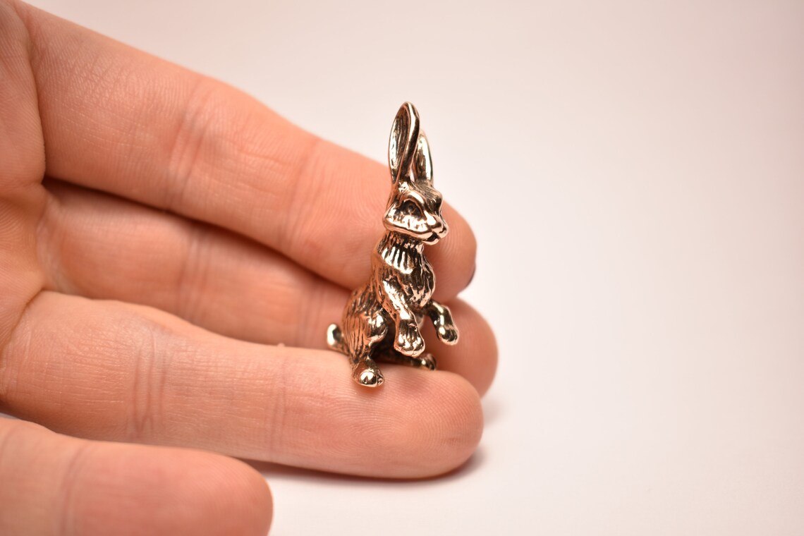 Bronze Rabbit Figurine Bronze Miniature Rabbit Bronze Animal Bronze ...