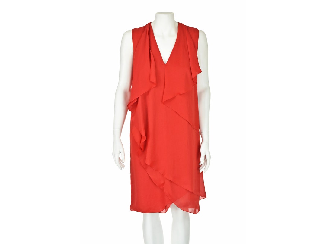GIVENCHY Vintage Red Waterfall Layered Cocktail Shift Dress SIZE FR40 ...