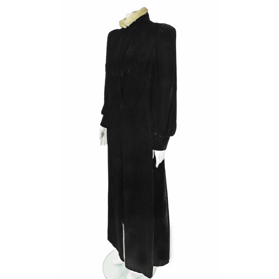 Vintage 1930s or 1940s Long Black Velvet Opera Coat w… - Gem