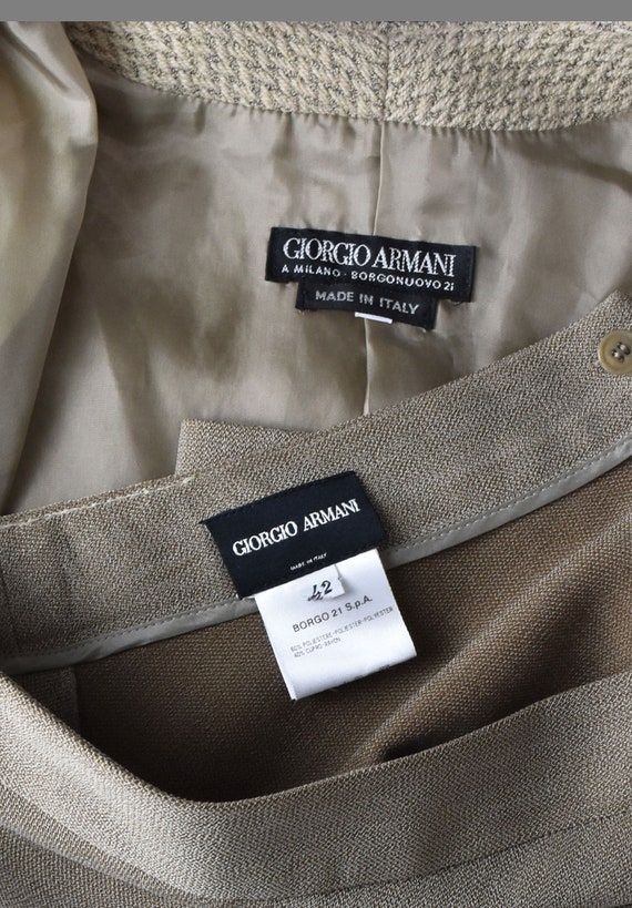 GIORGIO ARMANI Vintage Black Label Taupe Wool Skirt &… - Gem