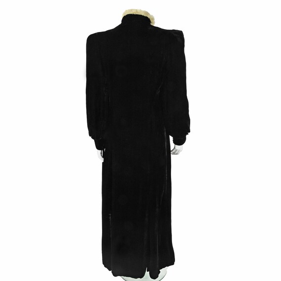 Vintage 1930s or 1940s Long Black Velvet Opera Coat w… - Gem