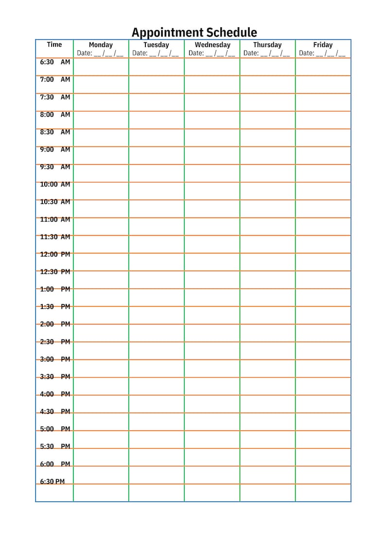 Easy-to-use Effective Printable PDF Appointment Schedule That Will Help ...