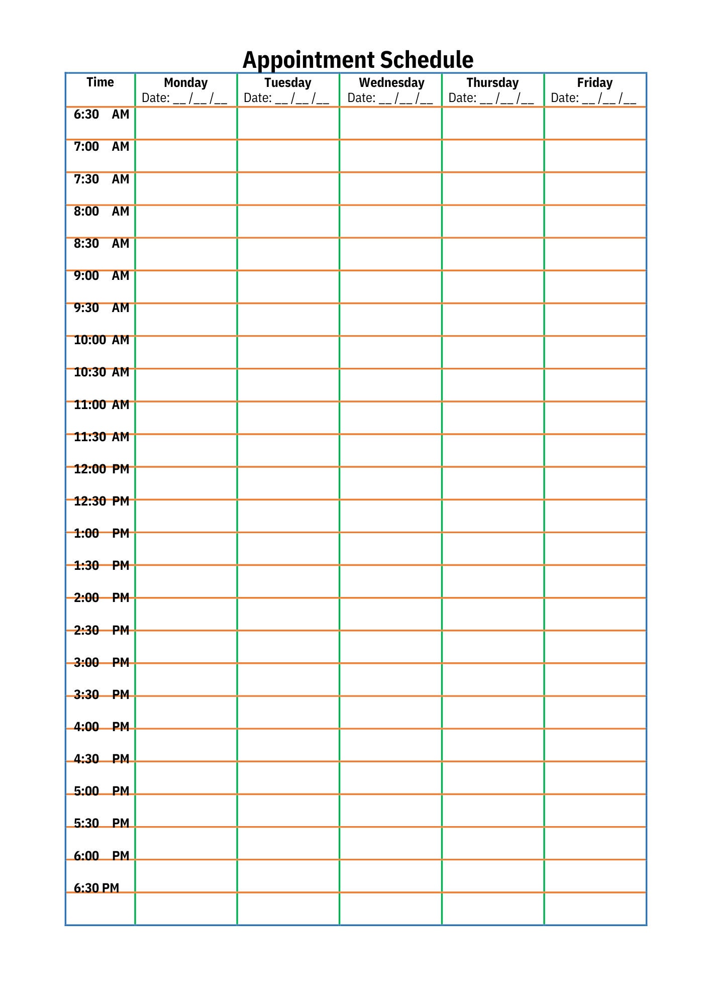 Easy-to-use Effective Printable PDF Appointment Schedule That Will Help ...