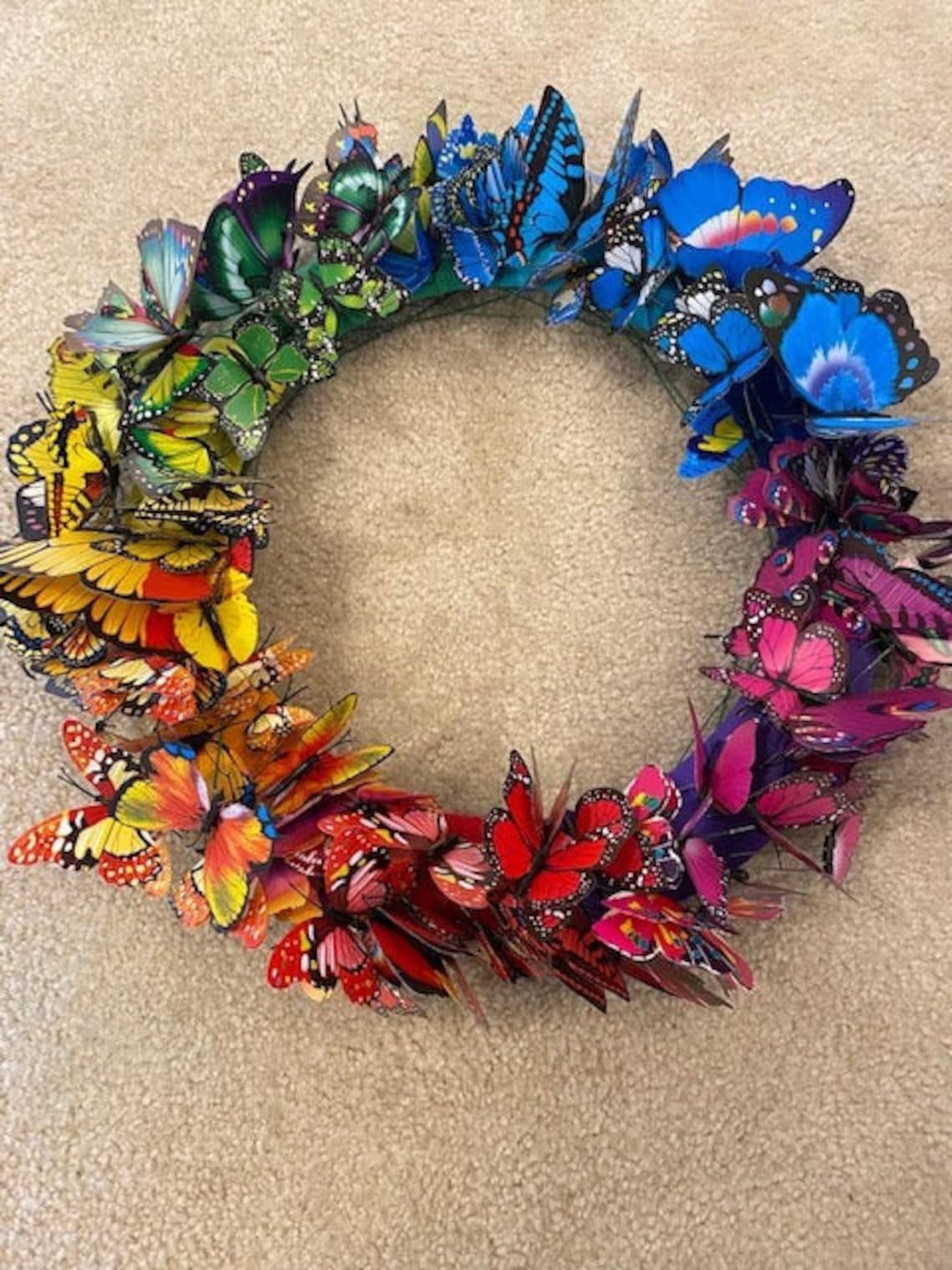 16 Inch Rainbow Butterfly Decorative Wreath - Etsy