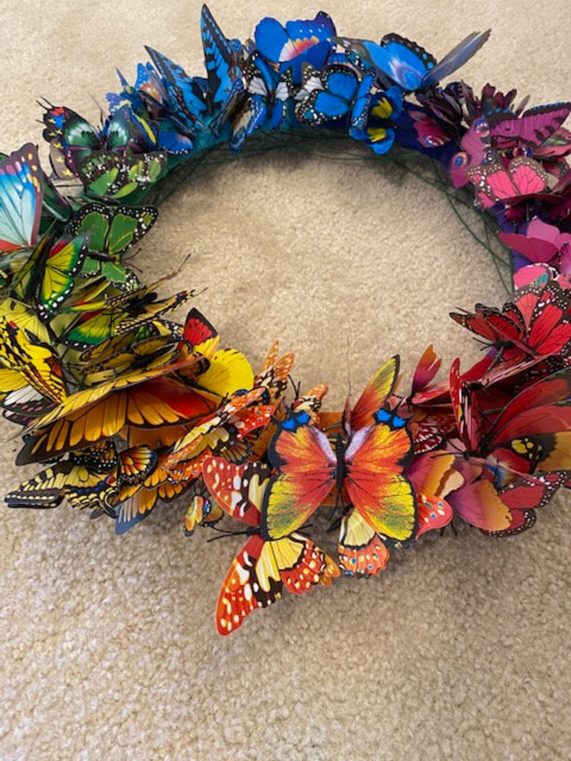 16 Inch Rainbow Butterfly Decorative Wreath - Etsy