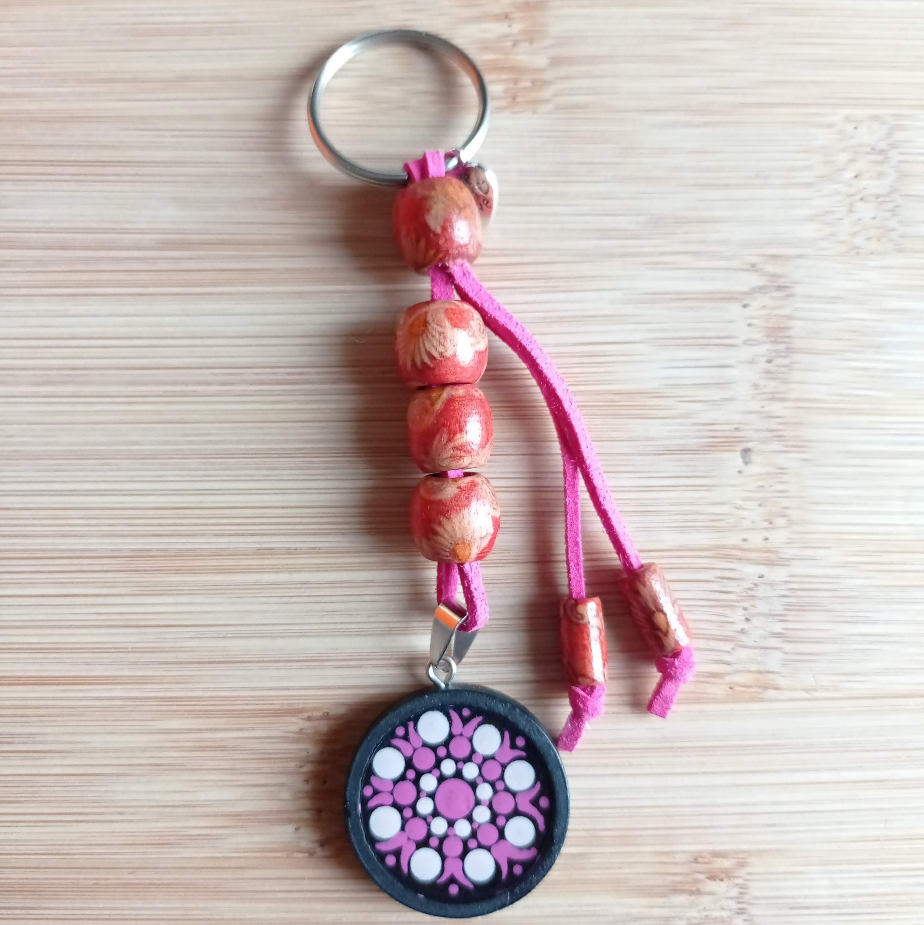 Wood Keychain, Mandala Keychain, Hand Painted Keychain, Keychain ...