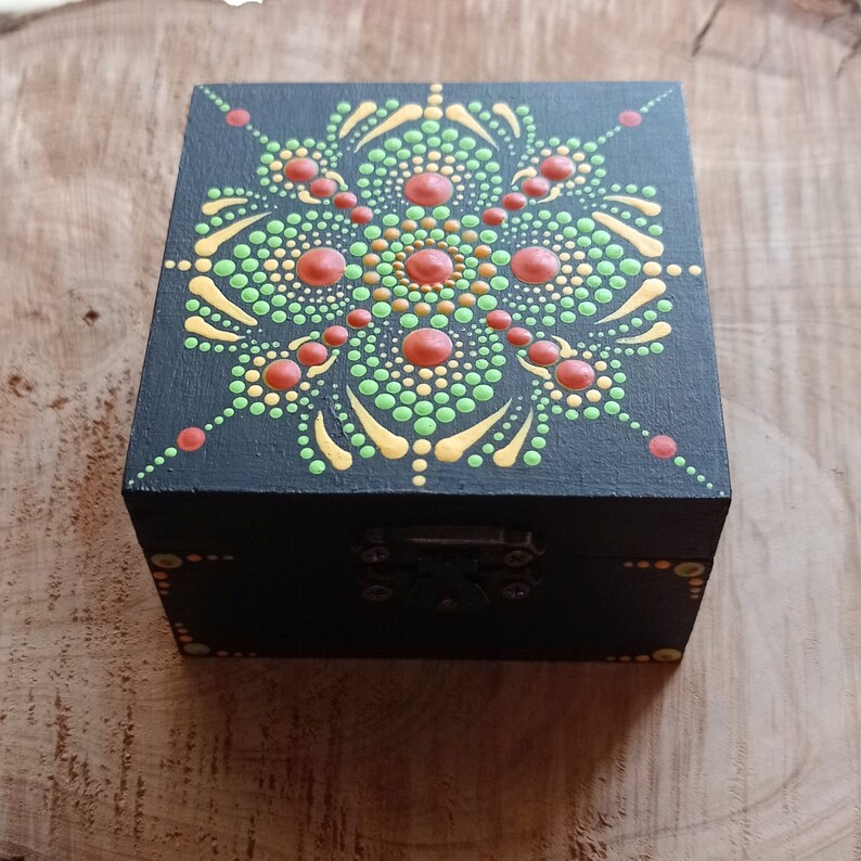 Dot Mandala Box, Painted Mandala Box, Mandala Trinket Box, Wooden ...