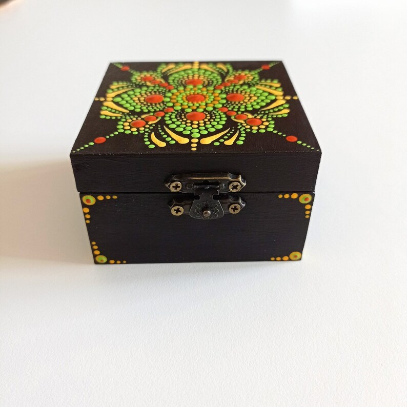 Dot Mandala Box, Painted Mandala Box, Mandala Trinket Box, Wooden ...