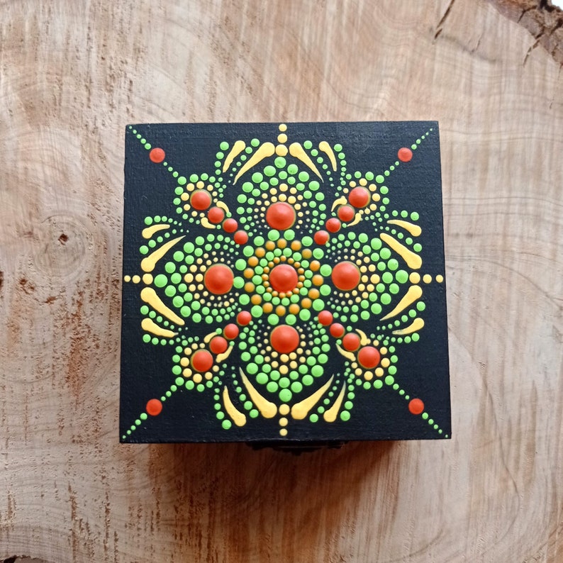 Dot Mandala Box, Painted Mandala Box, Mandala Trinket Box, Wooden ...