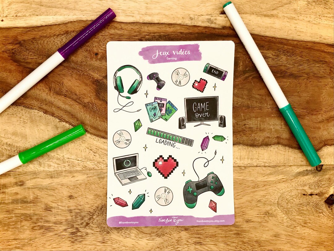 Gaming Video Game Sticker Sheet (geek Stickers, Geeky, Computer, Nerd ...