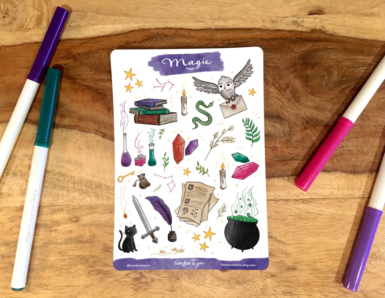 Magic Witch Wizard Sticker Sheet spells Potions Stickers - Etsy Canada