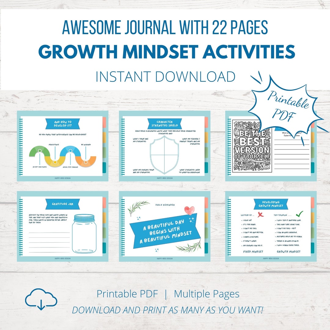 Growth Mindset Journal for Children | Digital Download | Ready to Print ...