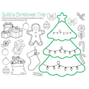 Build a Christmas Tree Activity Sheet | Holiday Craft for Kids | Color ...