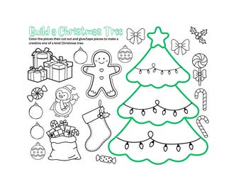 Build a Christmas Tree Activity Sheet | Holiday Craft for Kids | Color ...