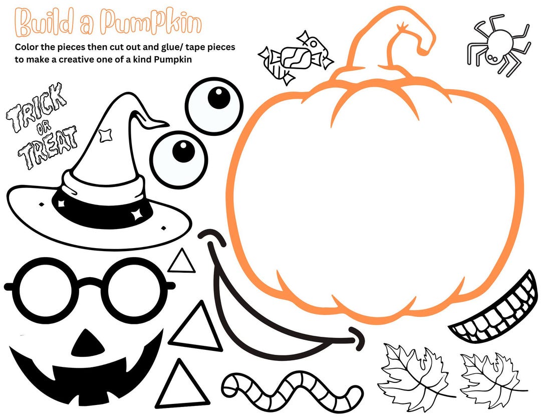 Build-a-pumpkin Activity Sheet, Halloween Printable Craft for Kids - Etsy