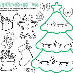 Build a Christmas Tree Printable Activity, Christmas Craft, Holiday Cut ...