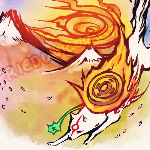 Okami Amaterasu Flower Trail Solar Flare Matte Art Print - Etsy