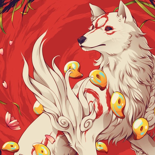 Okami Amaterasu Flower Trail Solar Flare Matte Art Print - Etsy