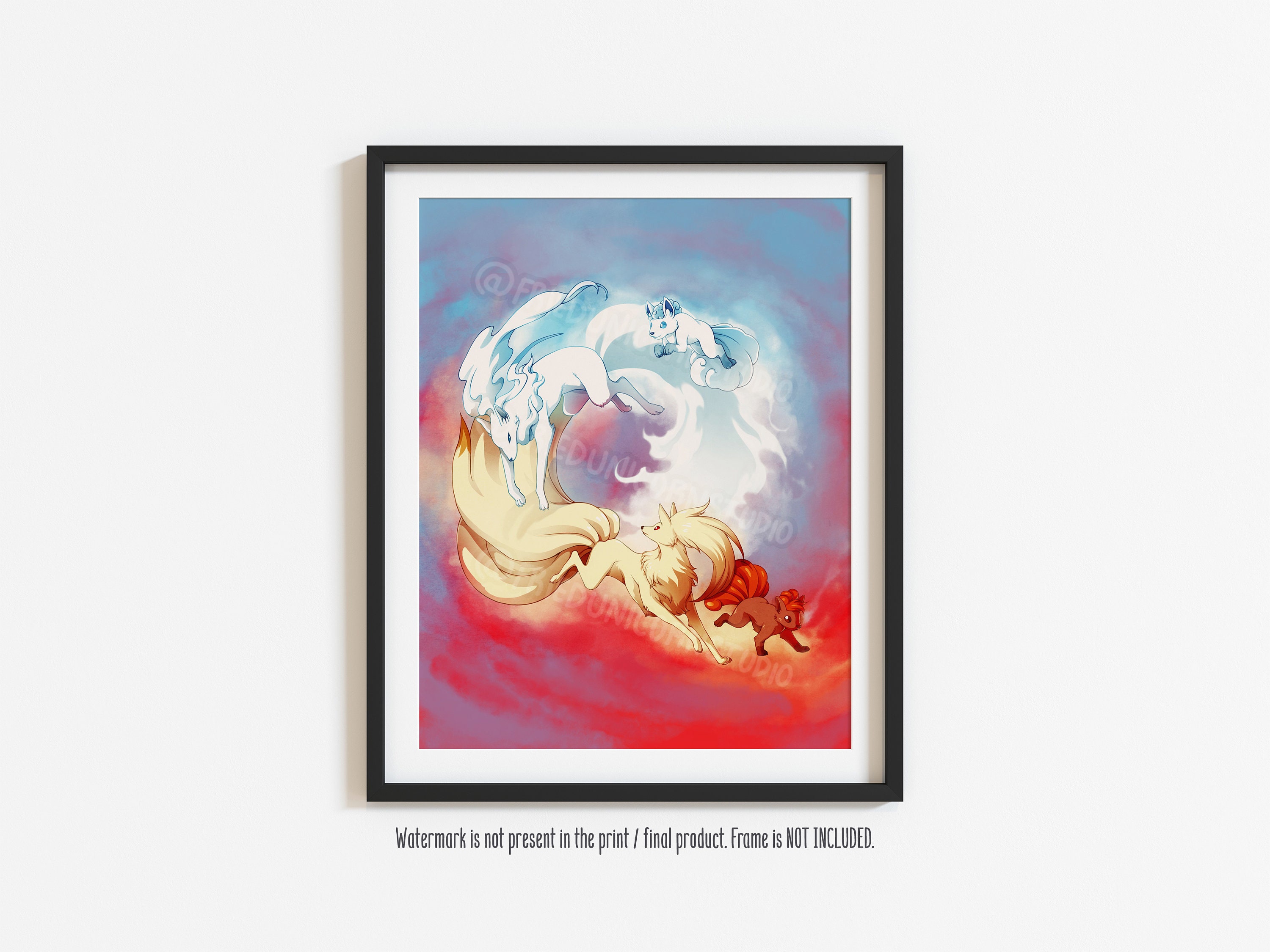 Fire and Ice Vulpix and Ninetales Matte Art Print | Etsy