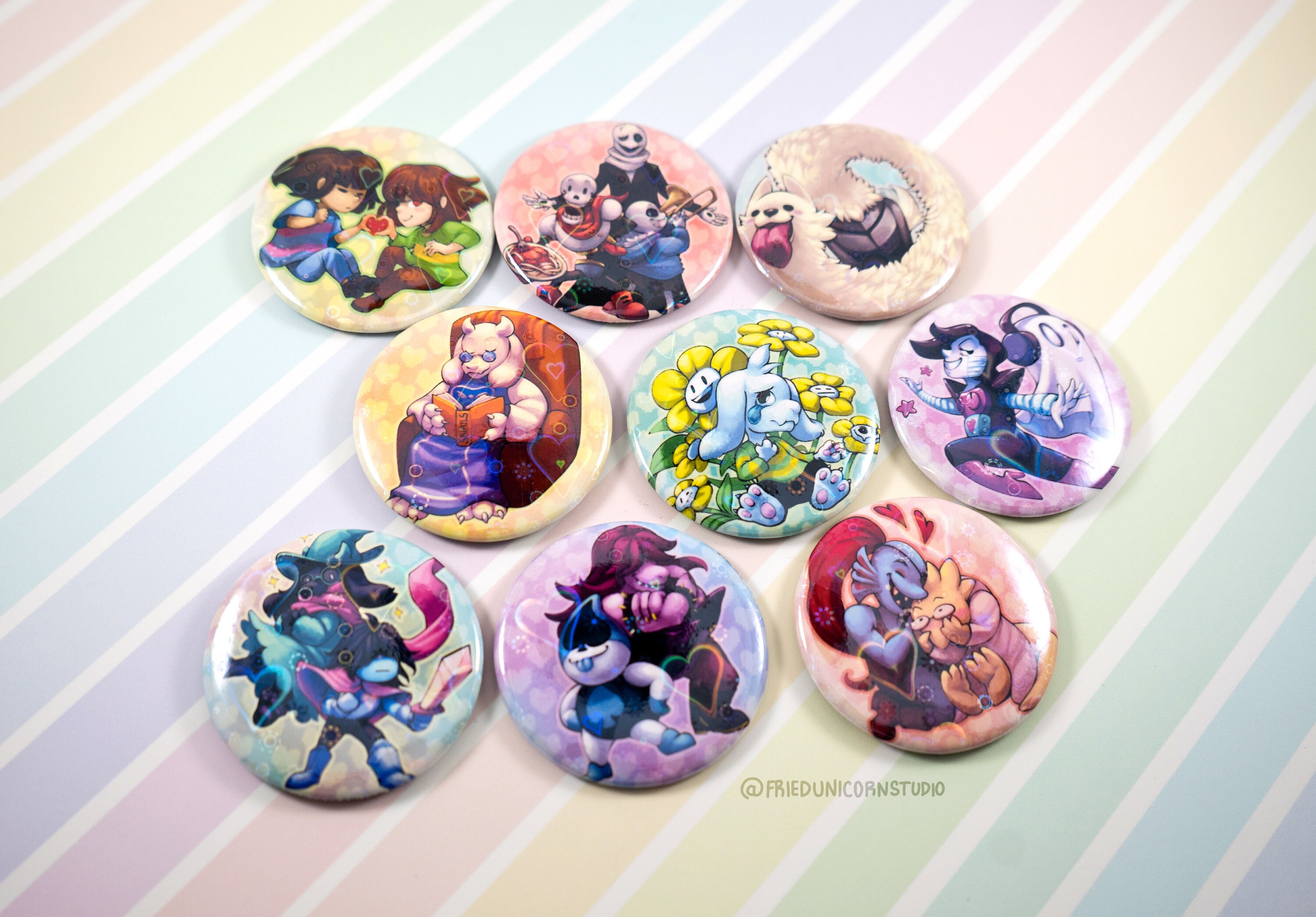 Undertale Deltarune Holo Pinback Buttons Asriel Flowey Frisk | Etsy