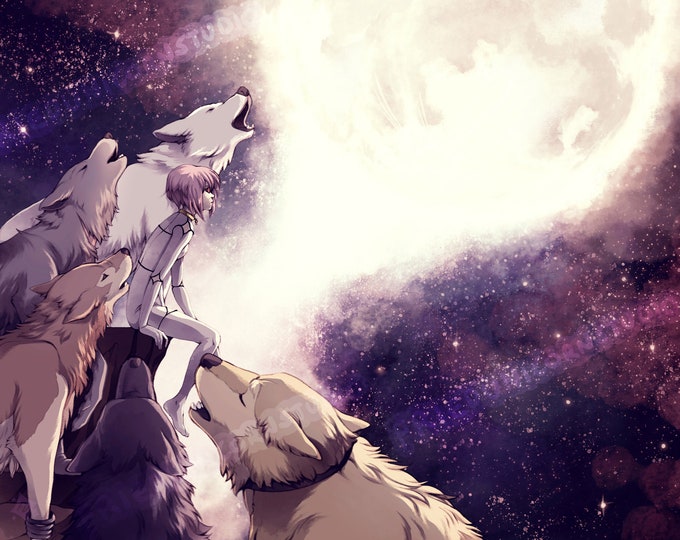 Paradise Wolves Group Howl Matte Art Print - Etsy