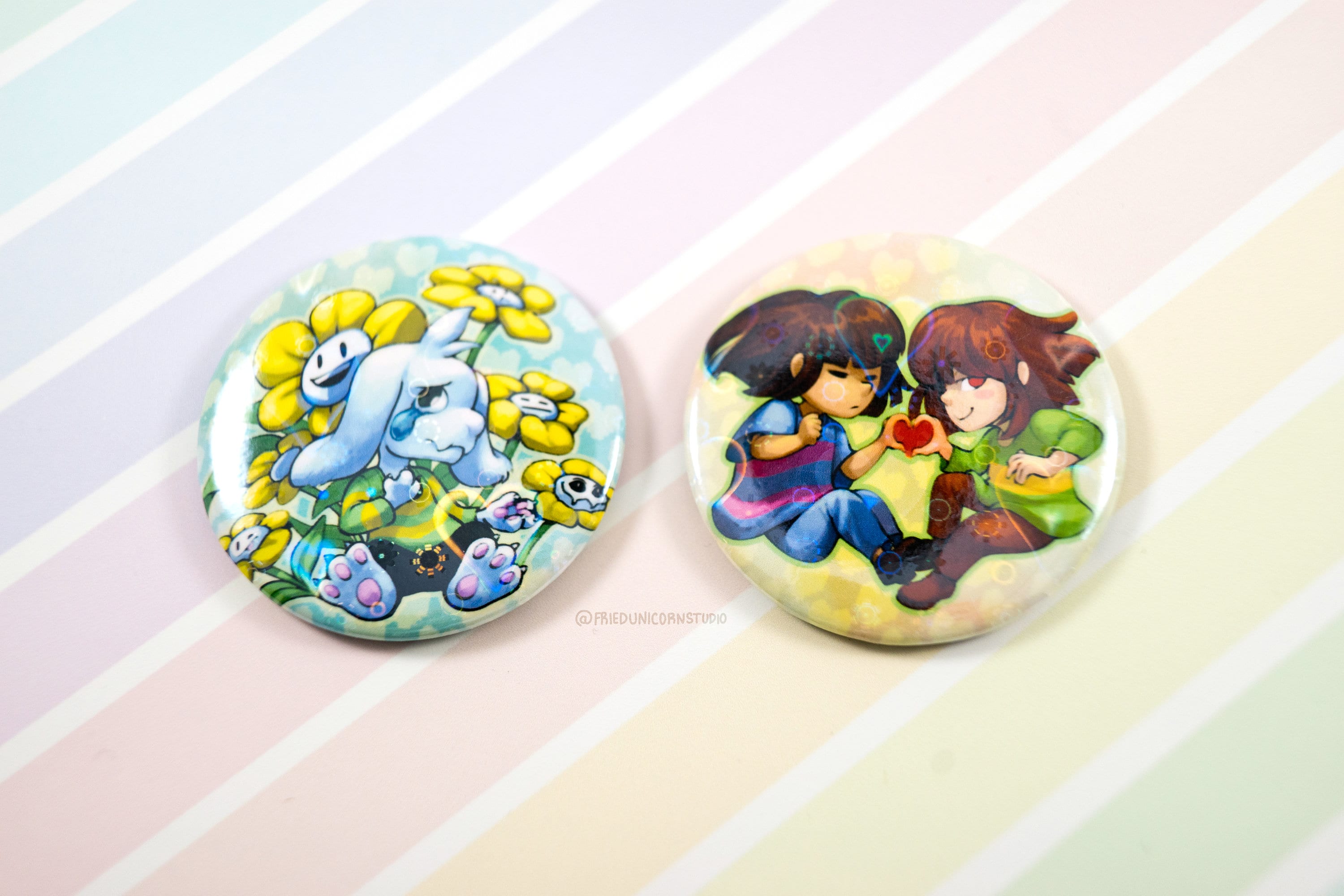 Undertale Deltarune Holo Pinback Buttons Asriel Flowey Frisk - Etsy