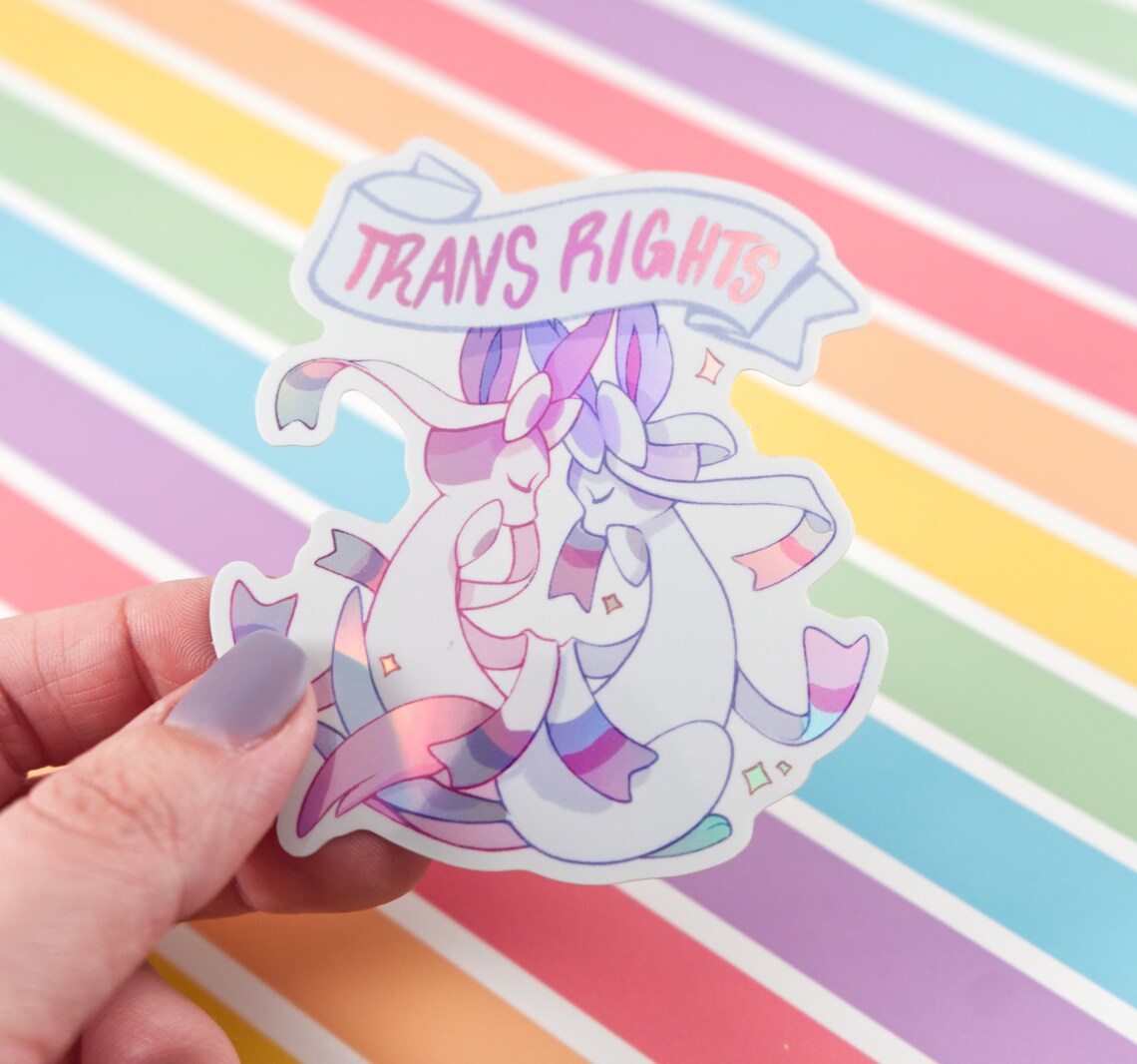 Trans Rights Pokemon Sylveon Eevee Evolution Holographic 3 | Etsy