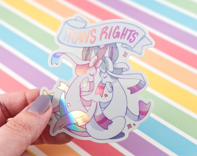 Trans Rights Pokemon Sylveon Eevee Evolution Holographic 3 Inch Vinyl ...