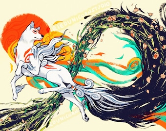 Okami Amaterasu Sun Goddess Matte Print | Etsy