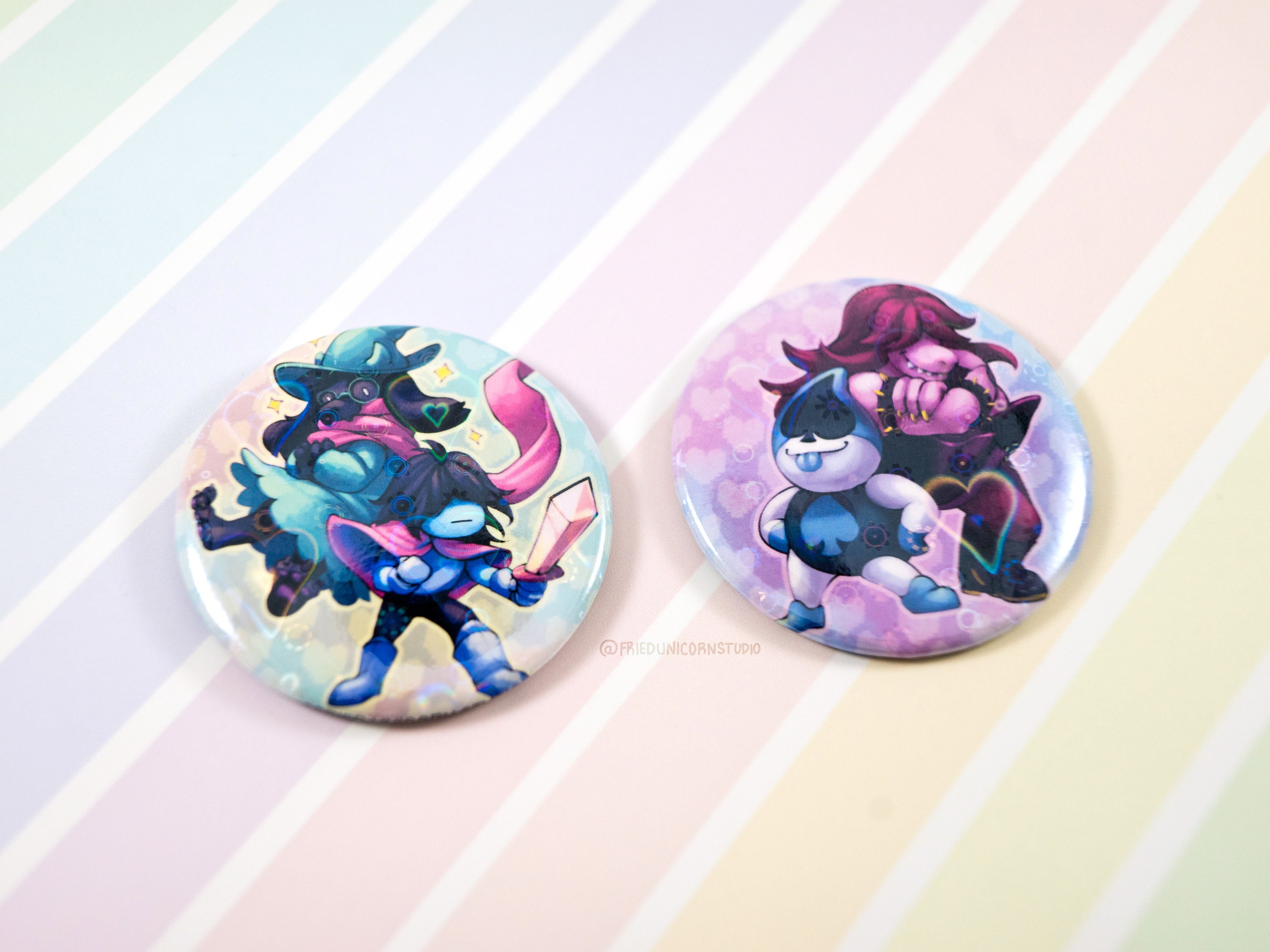 Undertale Deltarune Holo Pinback Buttons Asriel Flowey Frisk - Etsy