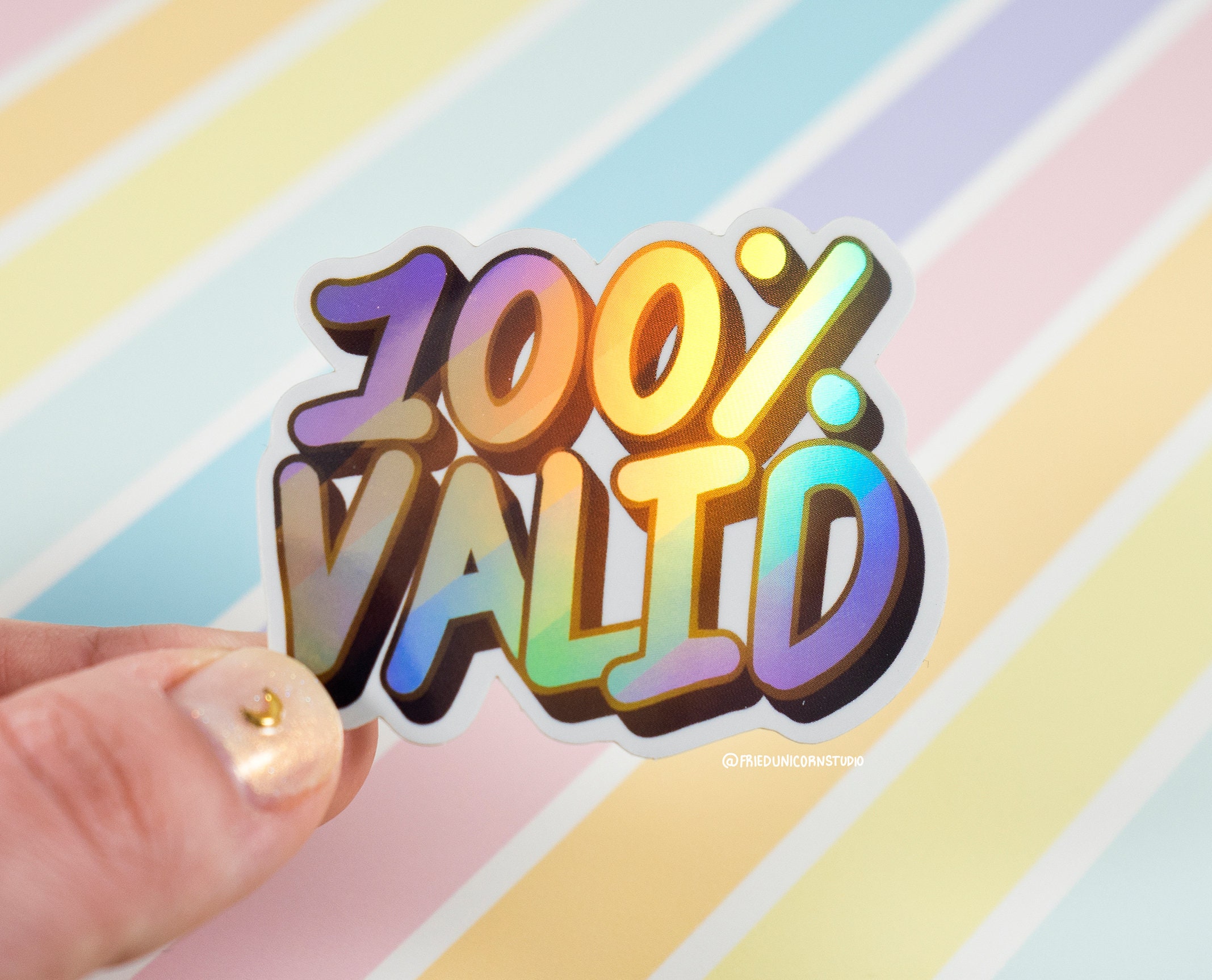 100% Valid Rainbow Holographic Sticker | Etsy