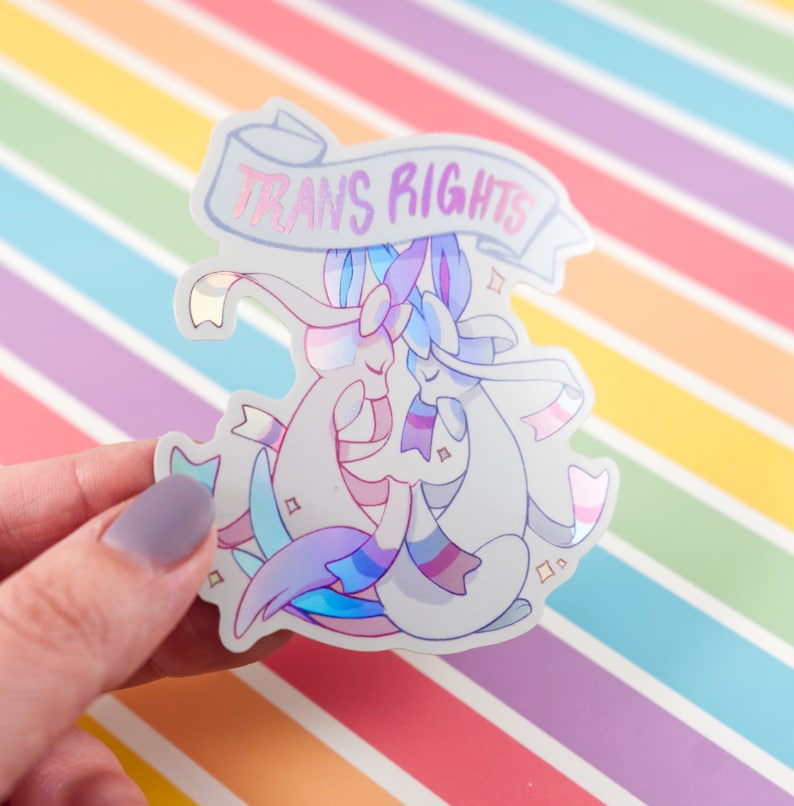 Trans Rights Pokemon Sylveon Eevee Evolution Holographic 3 | Etsy