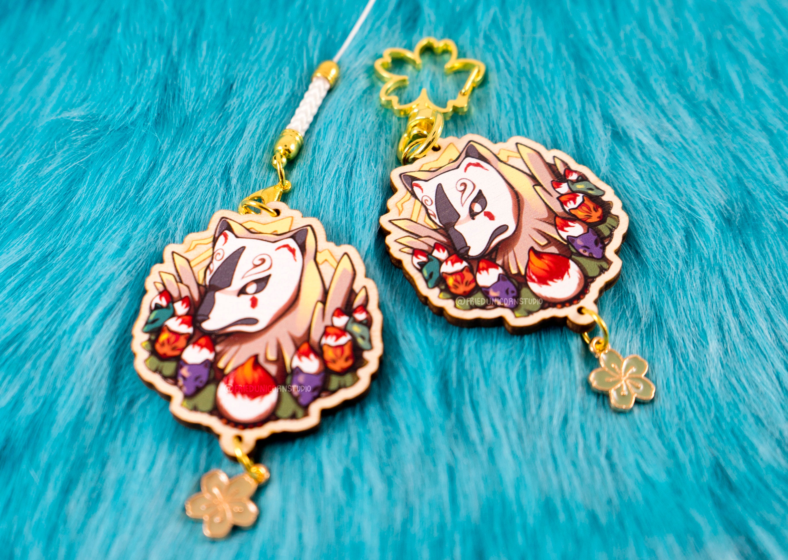 Okami Inspired Animal Wood Keychain Charm Amaterasu Oki | Etsy