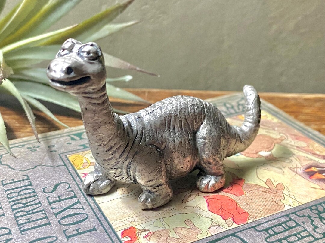 Vintage Pewter Brontosaurus Figurine | 1980s Hand-cast Dinosaur ...